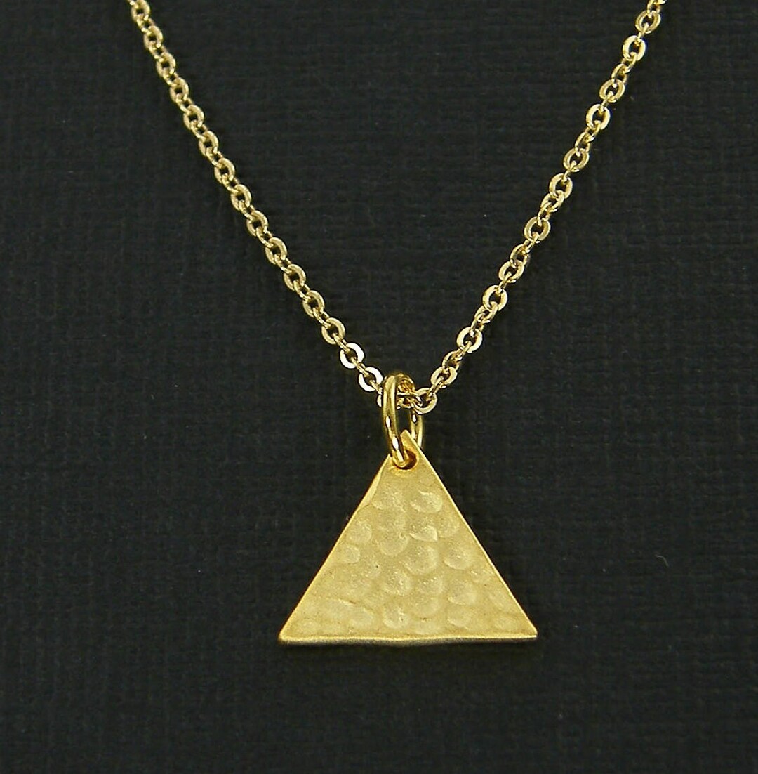 Tiny Gold Triangle Necklace, Mini Gold Triangle Necklace, Simple ...