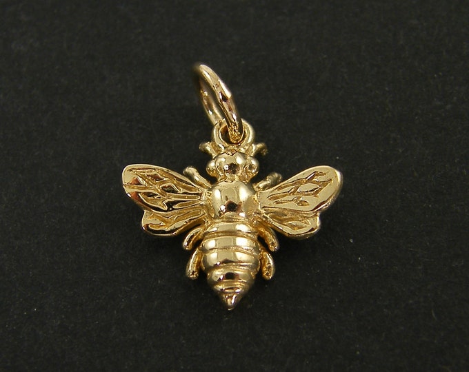 Tiny Bee Pendant, Mini Small Gold Bumblebee Charm, Gold Pewter Bumble ...