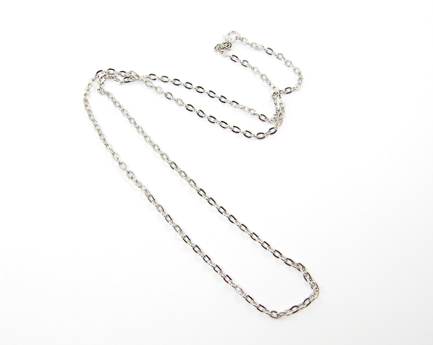 24 Inch Silver Necklace Chain Medium Link Antique Silver Chain - Etsy