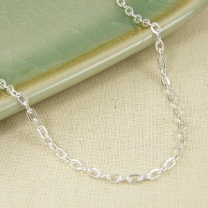 30 Inch Silver Chain Necklace Bright Silver Plated Medium Link Oval ...