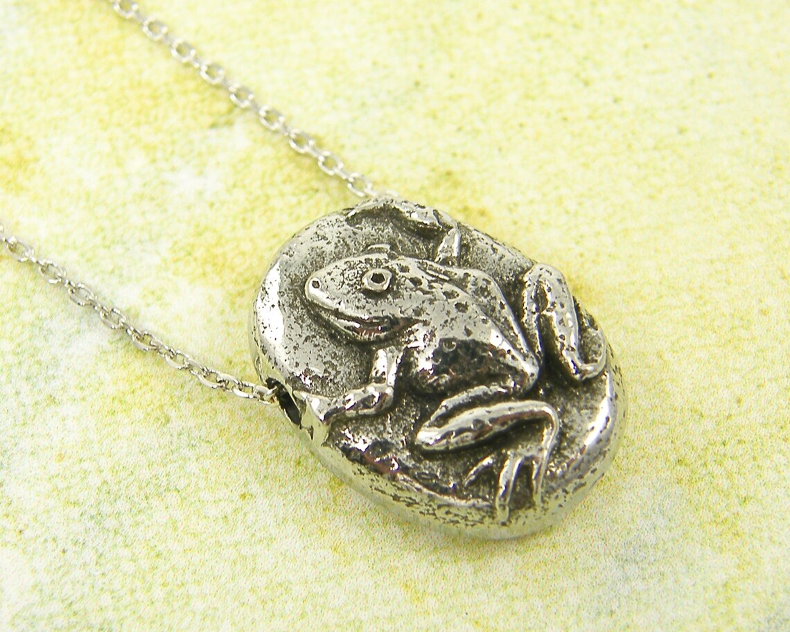 Silver Frog Necklace Toad Necklace Safe Journey Necklace - Etsy