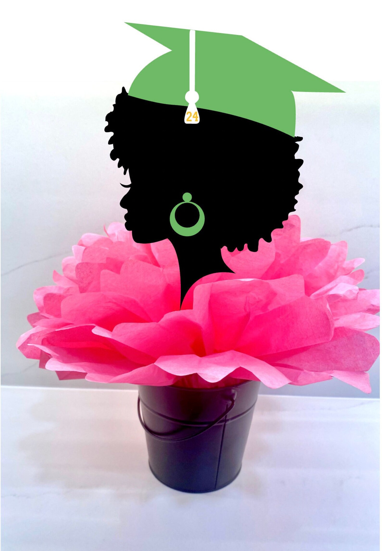 DIY Afro Graduation KIT, Graduation Afro Girl Silhouette Cut Out, Cake ...