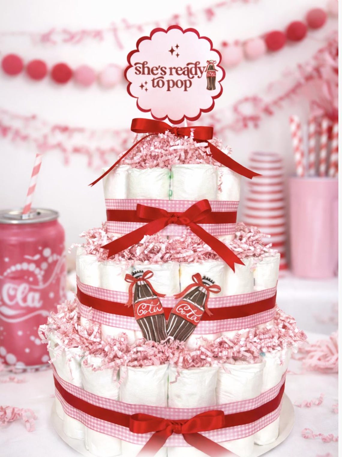 Diaper Cake, Dirty Soda Diaper Cake, Soda Pop Diaper Cake, Cherry Pop ...