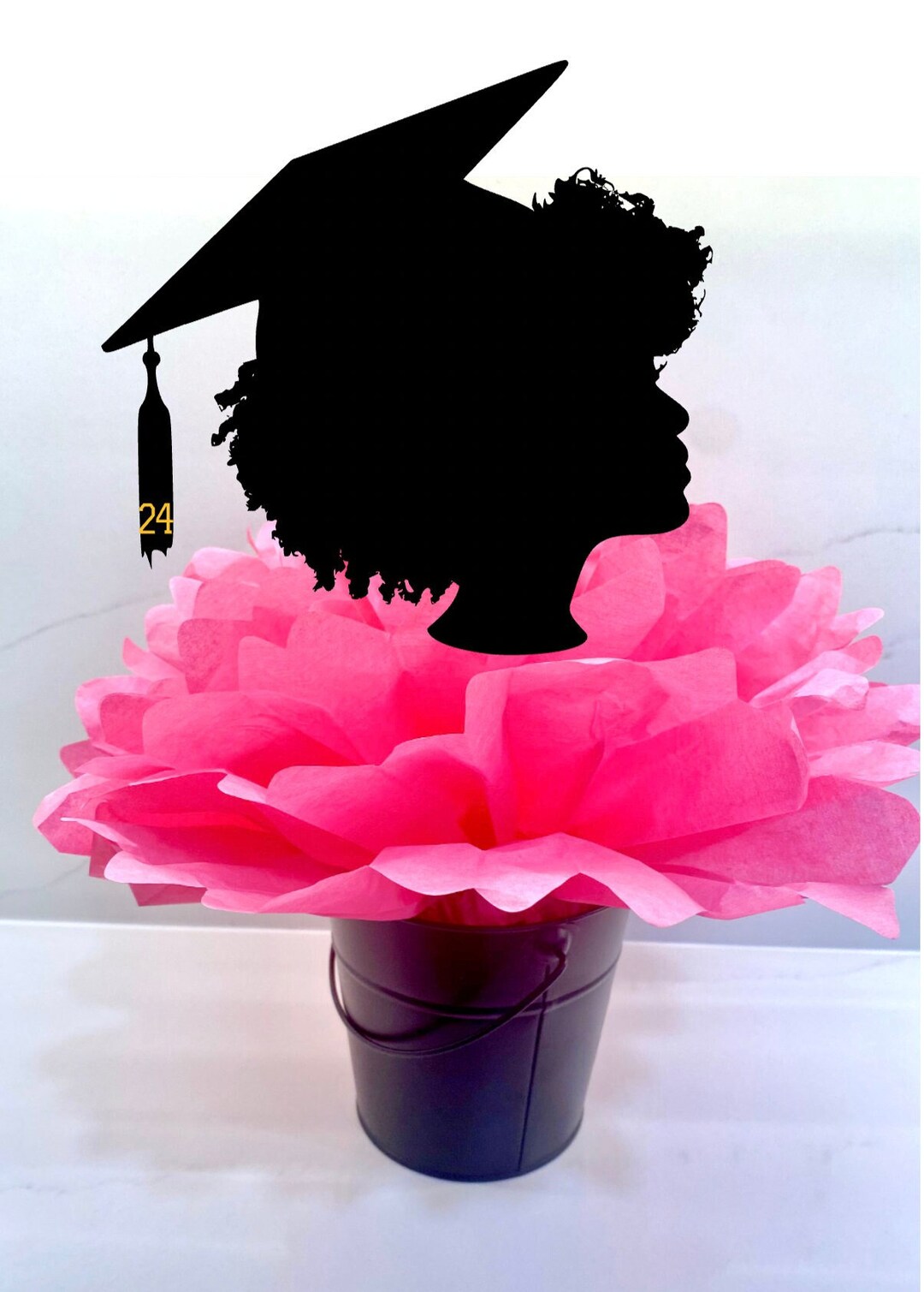 DIY Afro Graduation KIT, Graduation Afro Girl Silhouette Cut Out, Cake ...