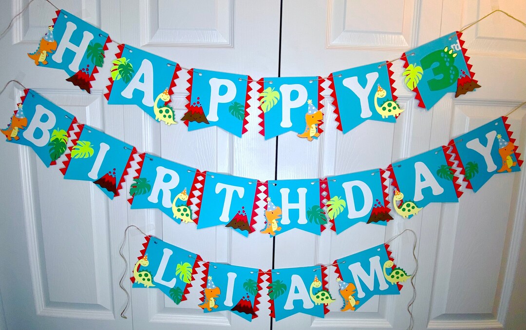 Dinosaur Birthday Banner, Dinosaur Banner, Dino Birthday Banner ...