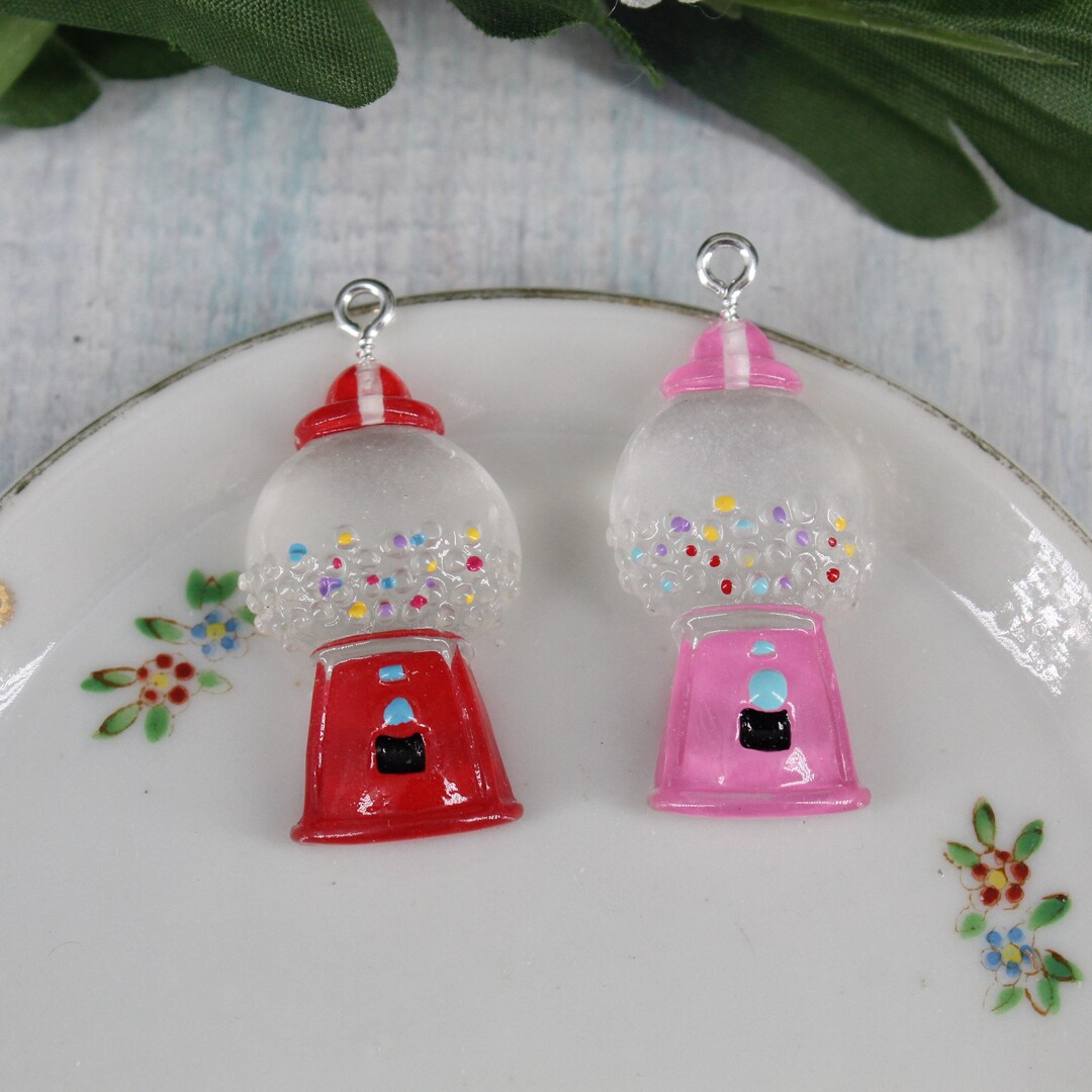 Set of 10 Mini Candy Gumball Machine Resin Charms Flat Back Cabochon ...