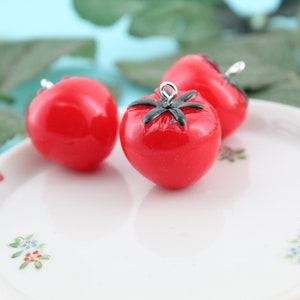 Set of 5 Mini Tomato Resin Charms 3D Resin Pendants Handmade DIY ...