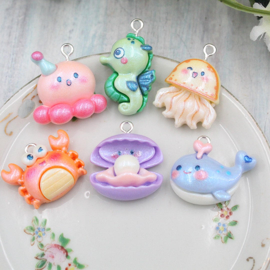 Assorted Mini Marine Life Resin Charms Flat Back Cabochon Packs ...