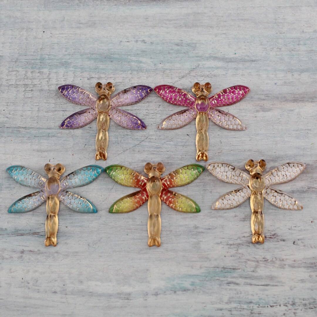 Assorted Mini Dragonfly Resin Charms Flat Back Cabochon Packs Handmade ...