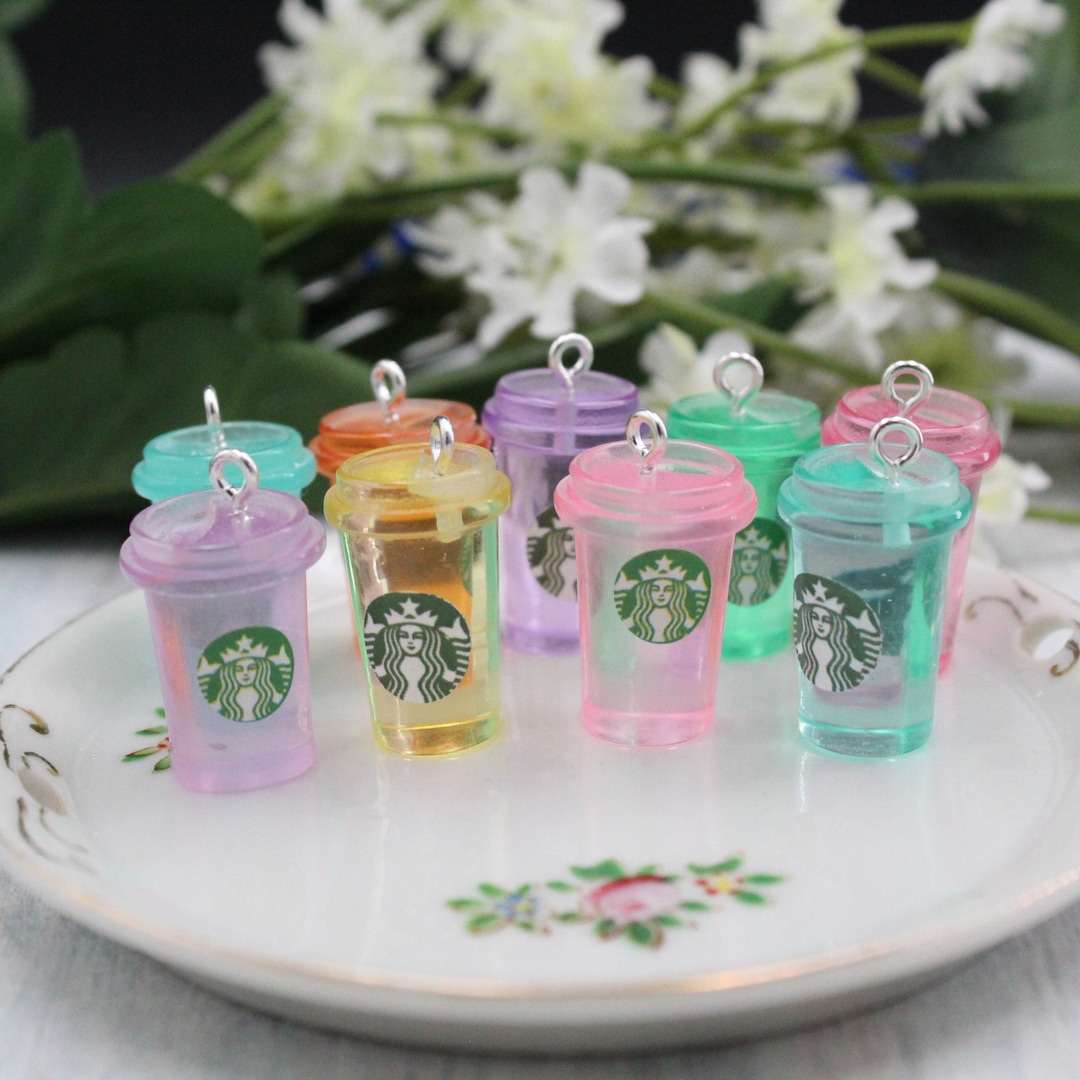 Set of 9 Assorted Mini Transparent Coffee Cup Resin Charms 3D Resin ...