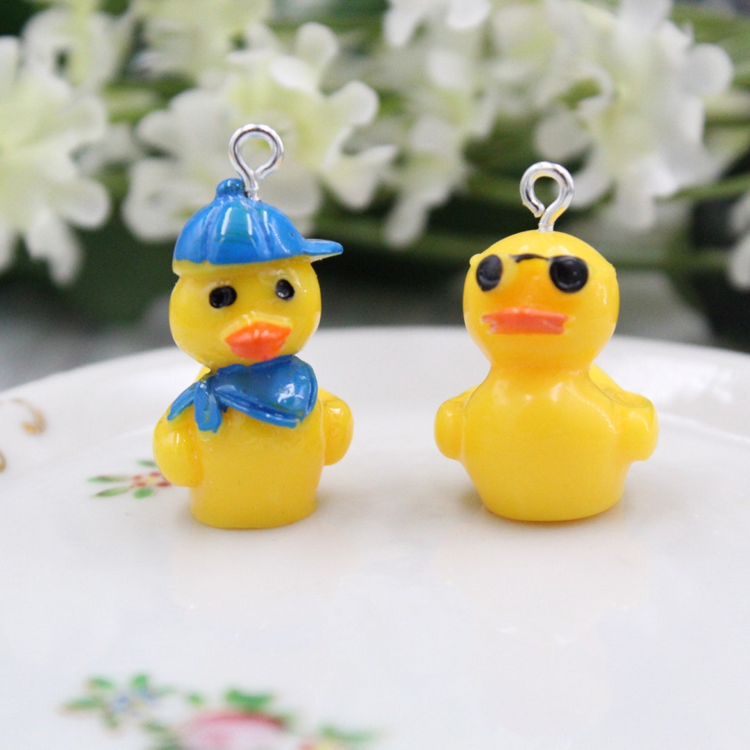 Set of 10 Mini Cartoon Duck Resin Charms 3D Resin Pendants Handmade DIY ...