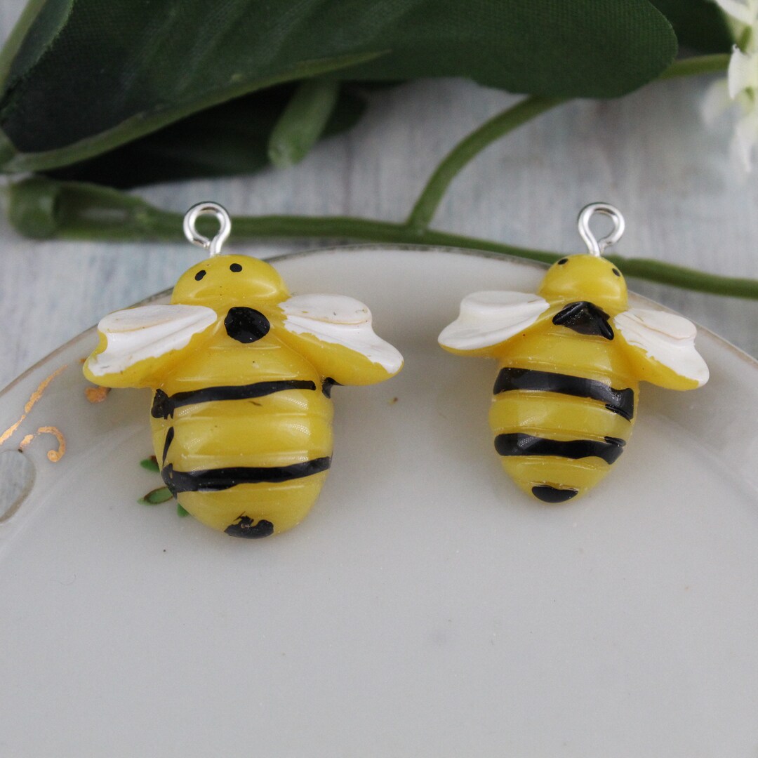 Set of 10 Mini Bee Resin Charms Flat Back Cabochon Packs Handmade DIY ...