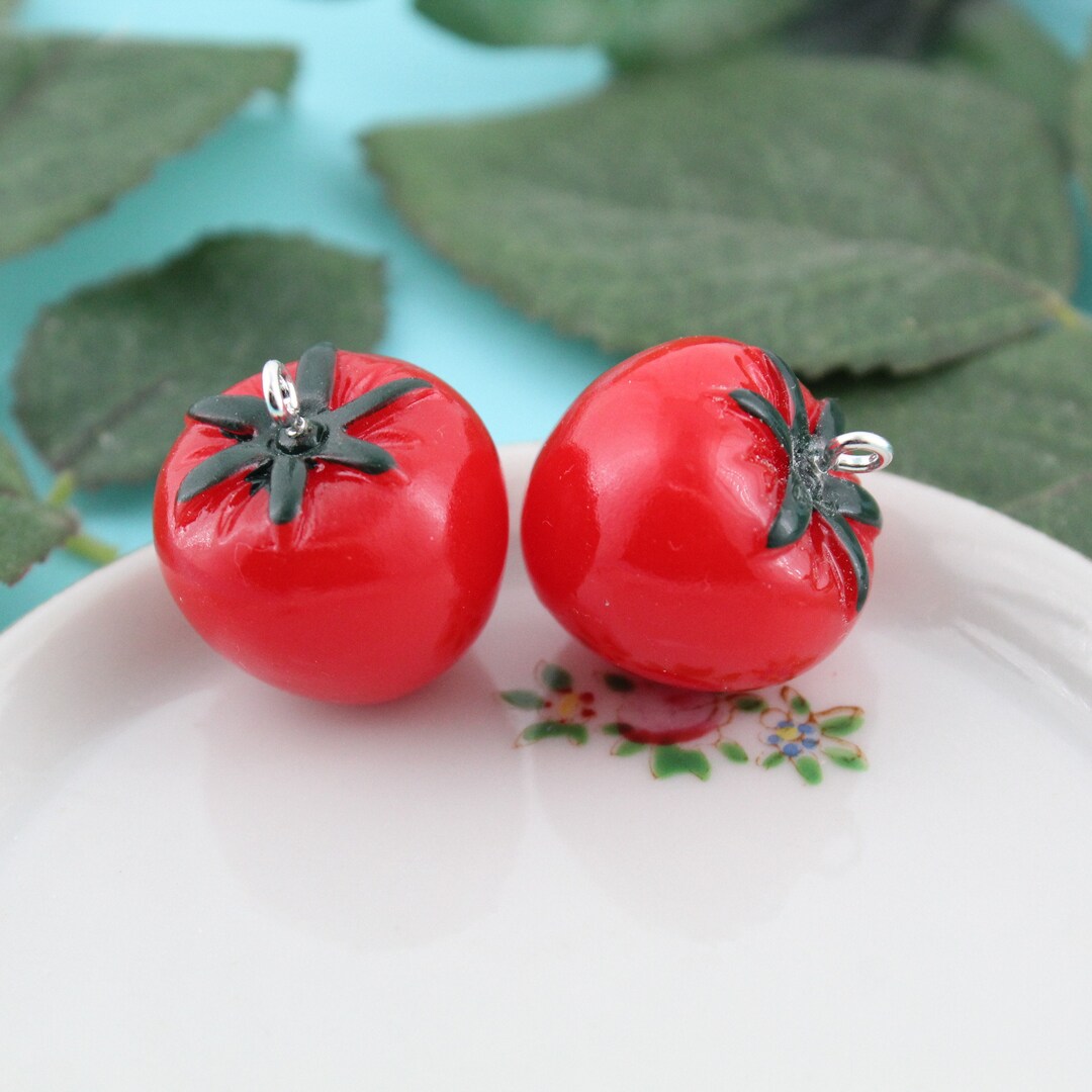 Set of 5 Mini Tomato Resin Charms 3D Resin Pendants Handmade DIY ...