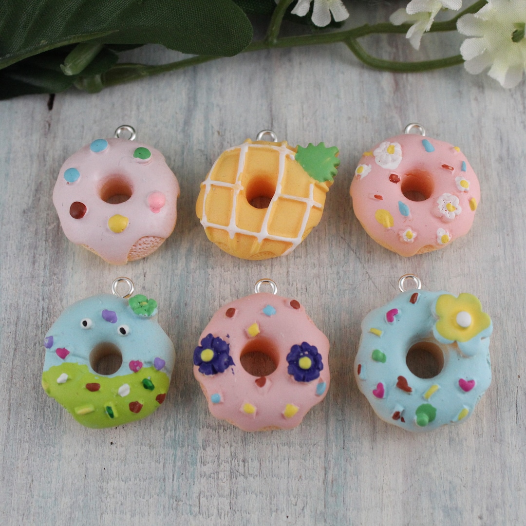 Assorted Mini Donut Resin Charms Flat Back Cabochon Packs Handmade DIY ...