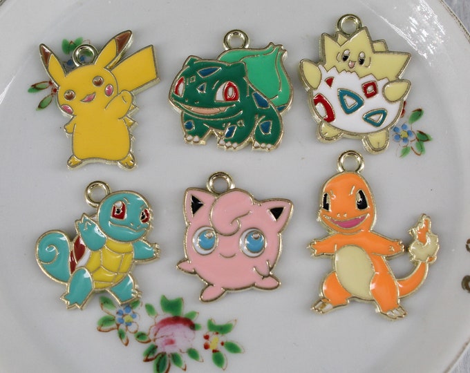 Assorted Mini Cartoon Gold Tone Enamel Charms Pendants Handmade DIY ...