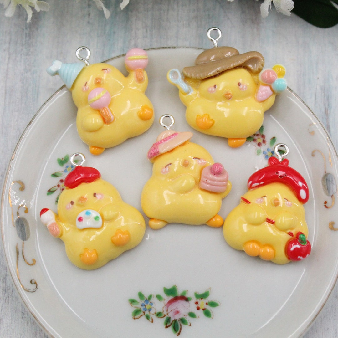 Assorted Mini Cartoon Chicken Resin Charms Flat Back Cabochon Packs ...