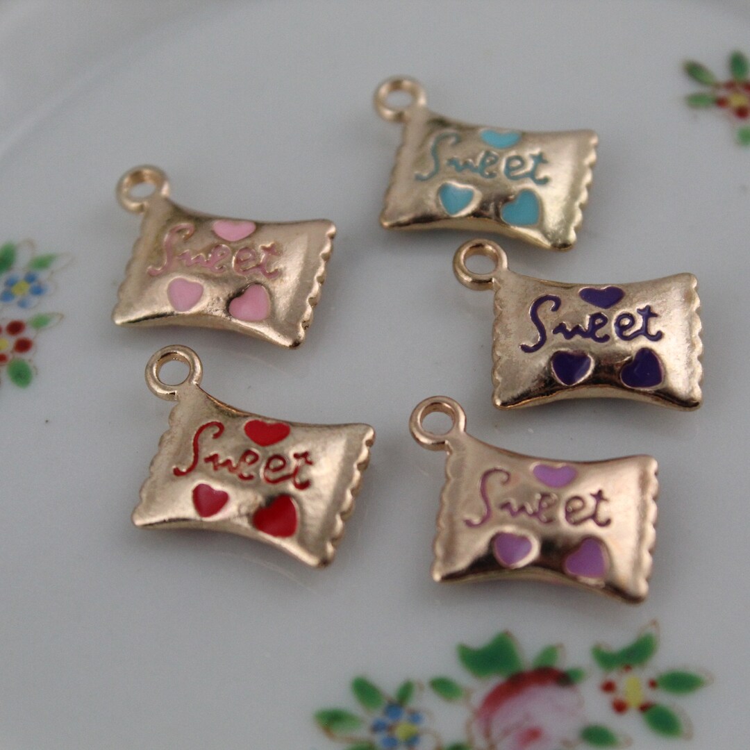 Assorted Mini Sweet Candy Gold Tone Enamel Charms Pendants Handmade DIY ...