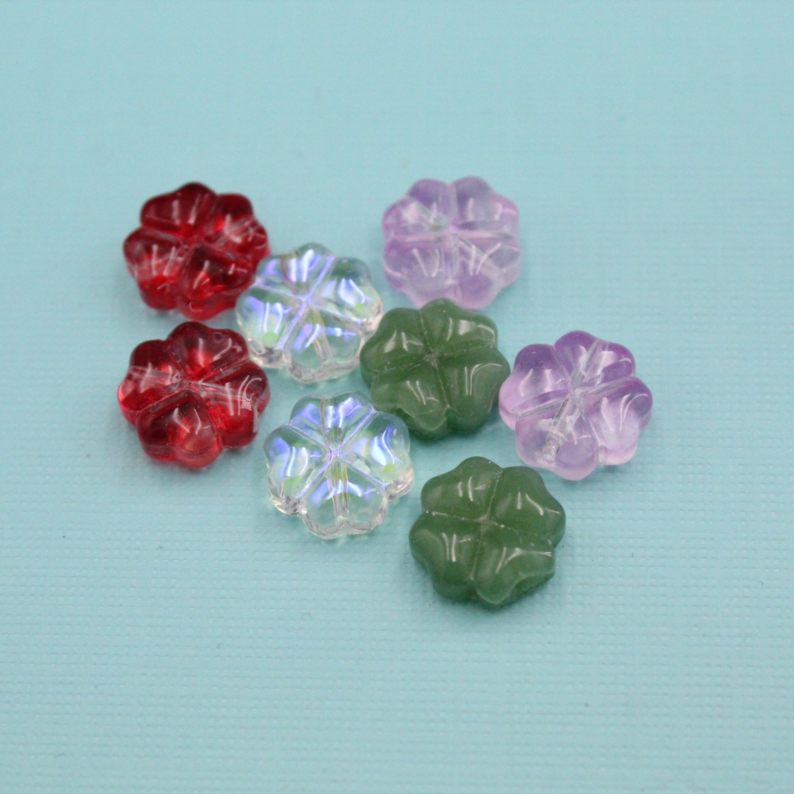 Tiny Glass Four Leaf Clover Beads DIY Bracelets Jewelry Making - Etsy