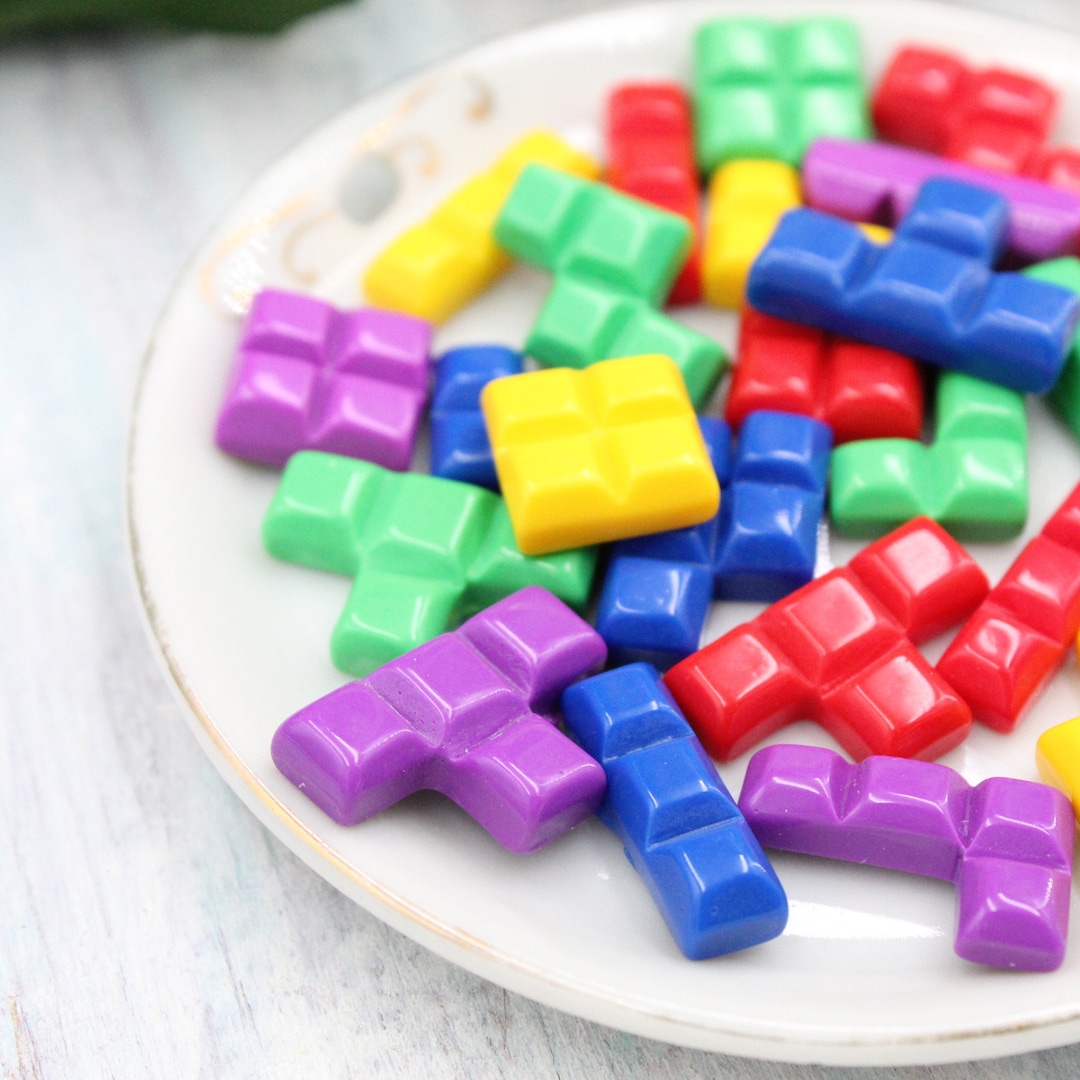Set of 24 Assorted Mini Tetris Block Resin Charms Flat Back Cabochon ...