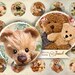 Teddy Bears circles image digital collage sheet 1 x 1 | Etsy