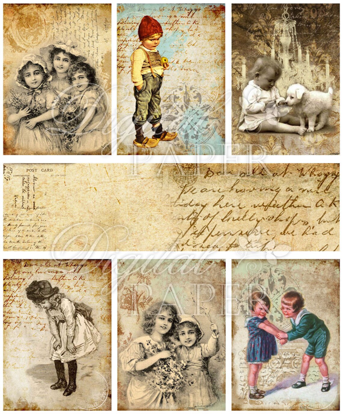 Art Ephemera Digital Collage Sheet Set of 6 Printable - Etsy