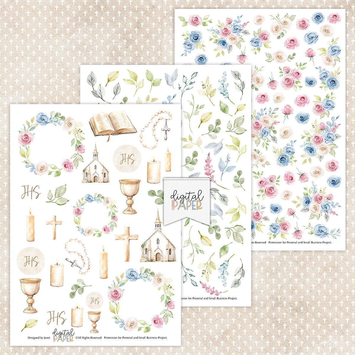 First Holy Communion, Printable Scrapbooking Kits, Scrapbooking Paper ...