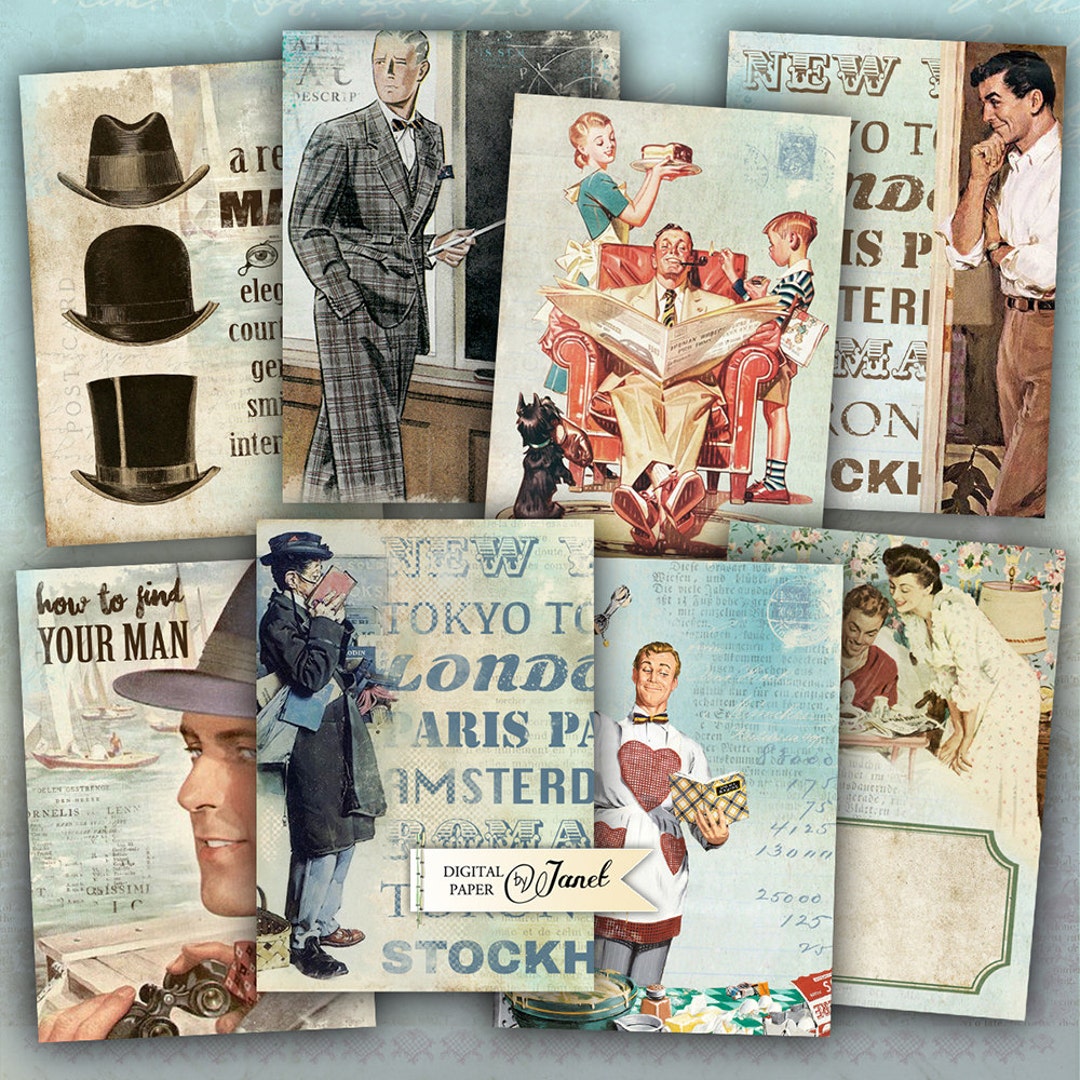 Big Boys MEN Digital Collage Sheet Set of 8 Printable - Etsy
