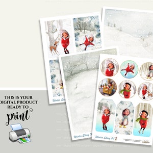 Winter Story, Printable Scrapbooking, Winter Collage, Digital Page ...