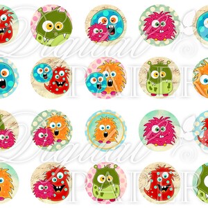 Mimi Monster - Circles Image - Digital Collage Sheet - 1 X 1 Inch ...