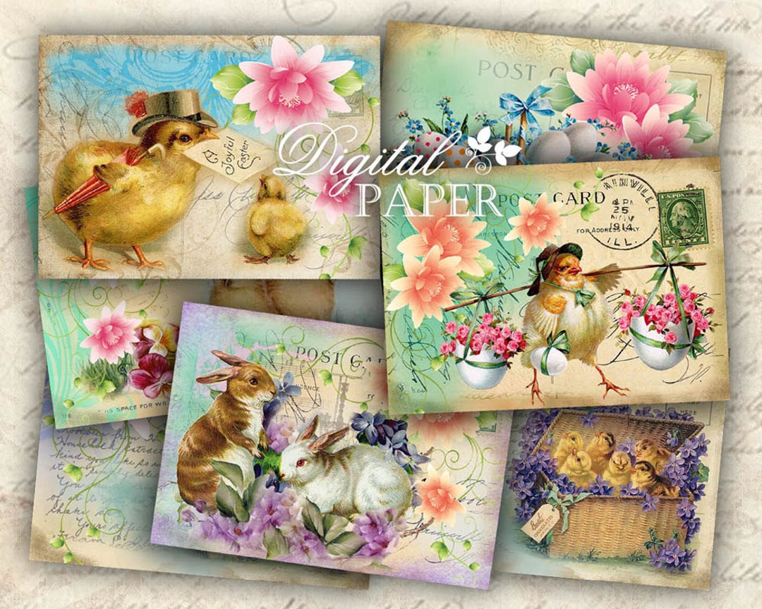 Joyful Easter - Digital Collage Sheet - Set of 6 - Printable Download ...