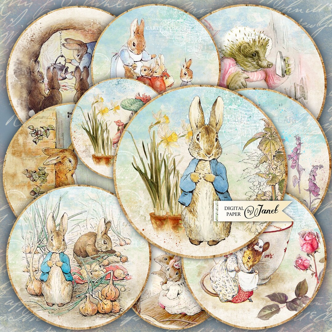 Peter Rabbit Storybook Circles - Vintage Garden Party Ephemera ...