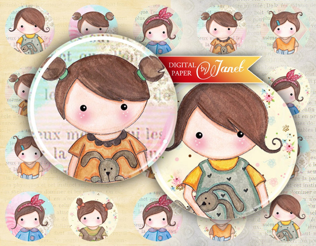 Matilda E Coniglio Immagine Cerchi Foglio Collage Digitale 1 X 1 ...