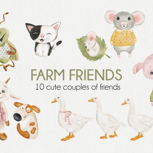Farm Friends - Clipart Artistica - Simpatici Animali - Illustrazione ...