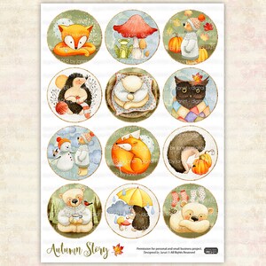 Autumn Story, Fall, 2.5 Inch, Circles Stickers, Scrapbooking Paper ...