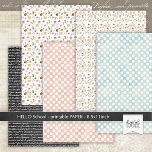 Hello SCHOOL, Printable Scrapbooking Kit, Stickers, Scrapbooking Paper ...