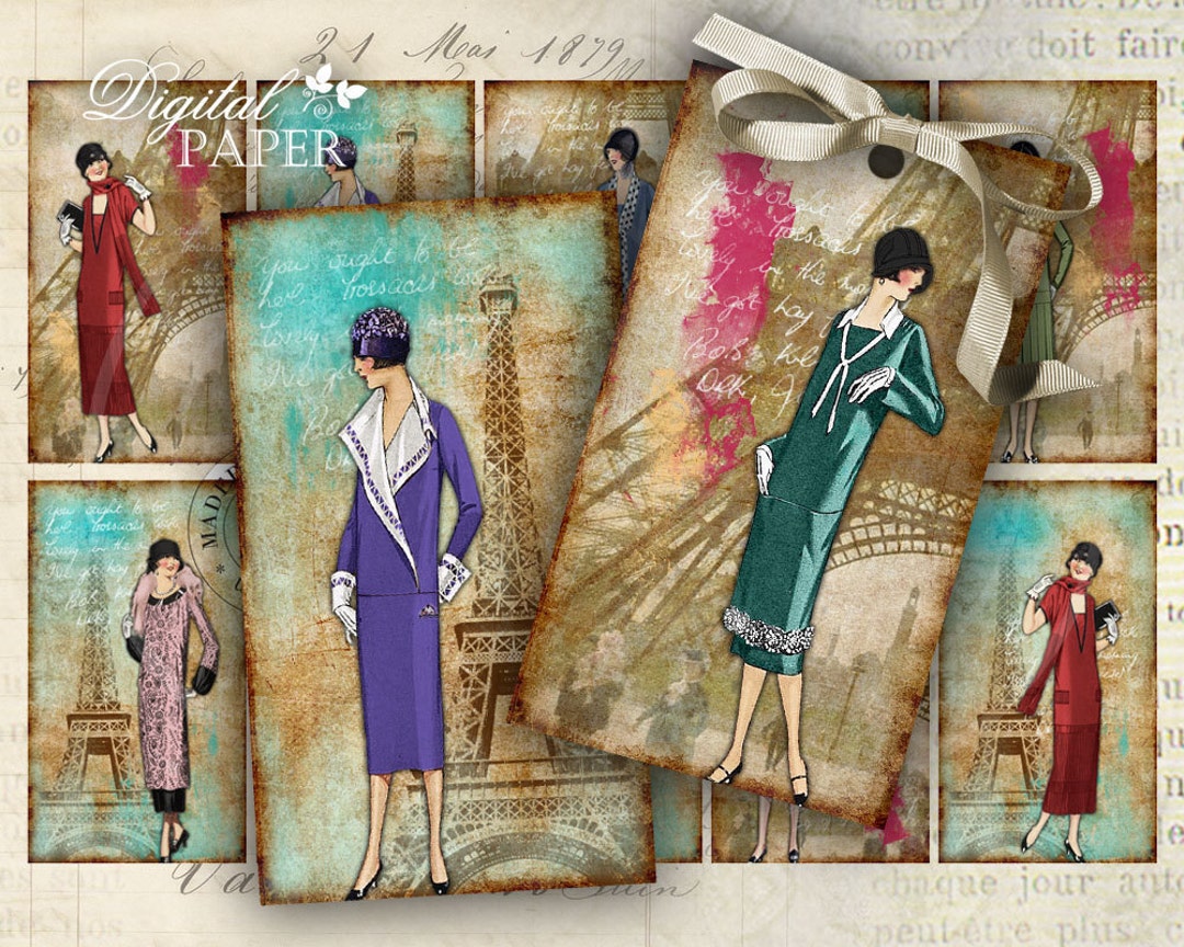 Shopping in Paris Digital Collage Sheet Set of 10 Printable Download - Etsy