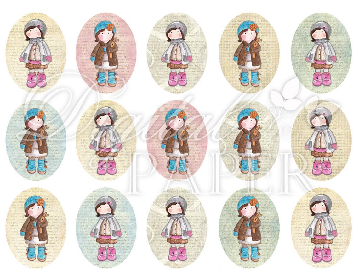 Matilda and Winter - Oval Image - 30 X 40 Mm - Digital Collage Sheet ...