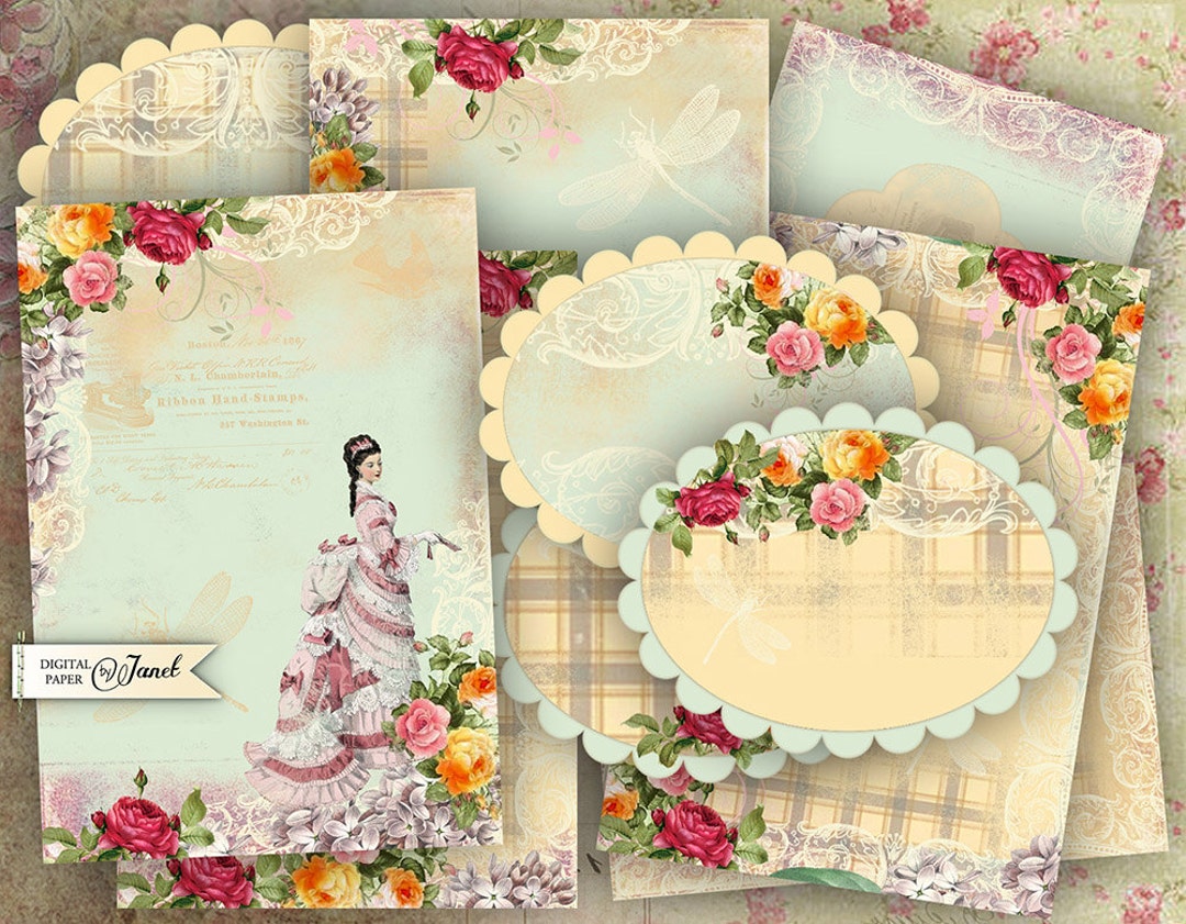 Romantic Day - Digital Collage - Set of 2 Sheet - Printable Download - Etsy
