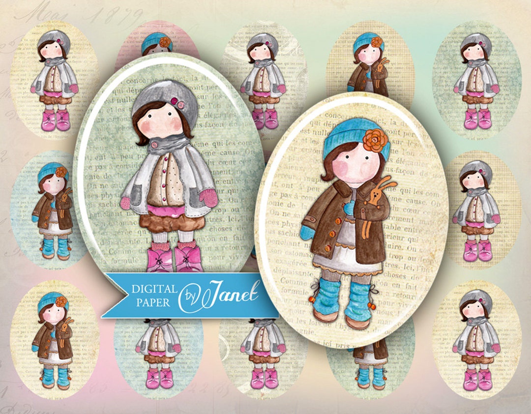 Matilda and Winter - Oval Image - 30 X 40 Mm - Digital Collage Sheet ...