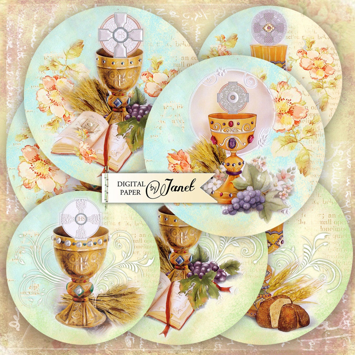 First Communion - 2,5 Inch Circles - Set of 12 - Digital Collage Sheet ...