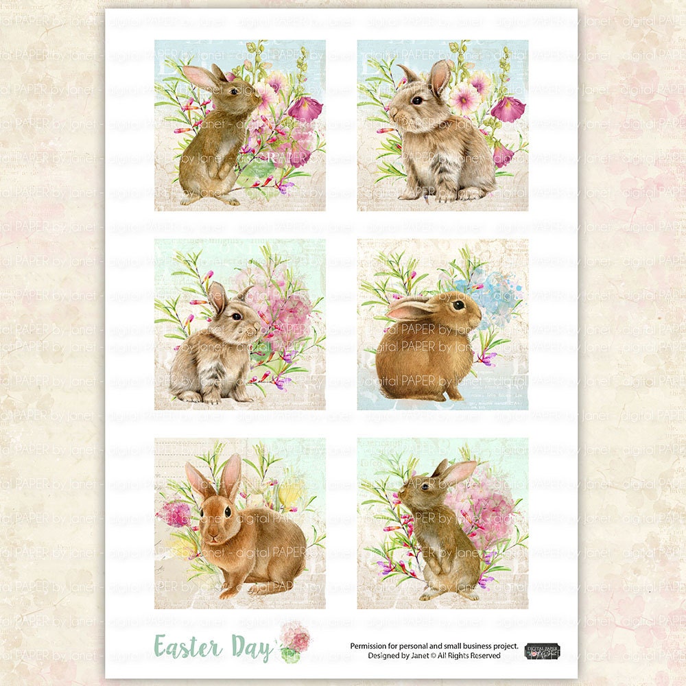 Easter Day - Set of 6 Cards - Digital Collage Sheet - Printable ...