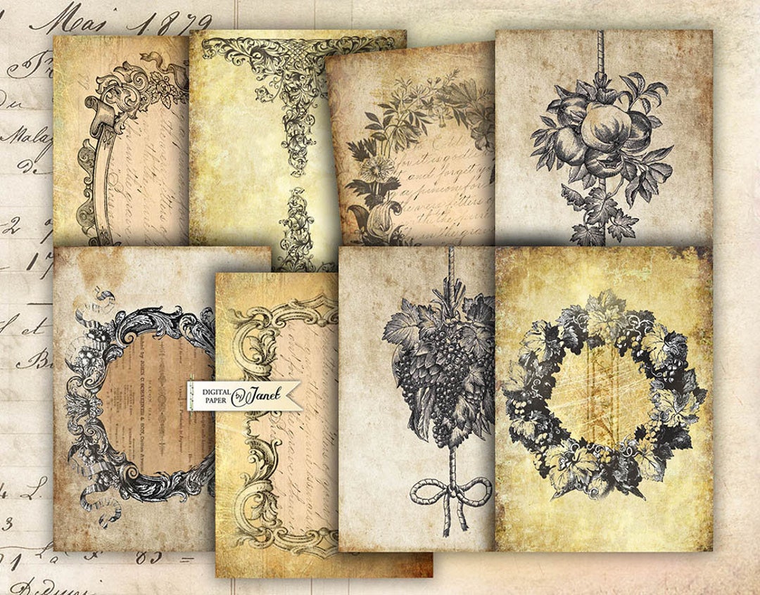 Francese Antico Foglio Di Collage Digitale Set Di 8 Download Stampabile ...
