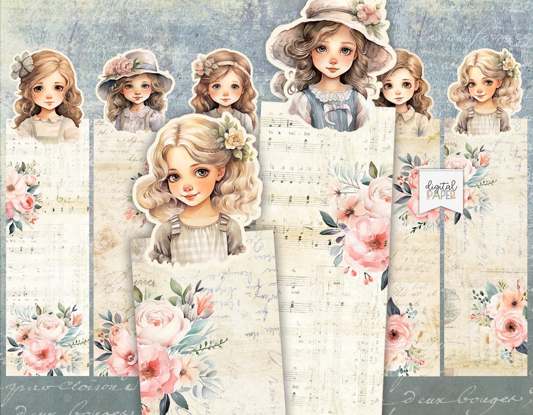 Flower Girl, Bookmarks, Printable Bookmarks, PNG File, ART File ...