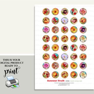 Summer Fruit - 1 Inch - Circles Image - Digital Collage Sheet ...