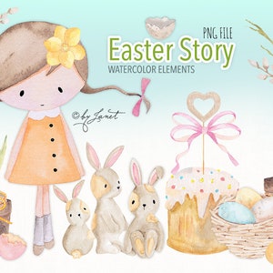 Easter Story - Art Clipart - Illustration - Watercolor Elements - PNG ...