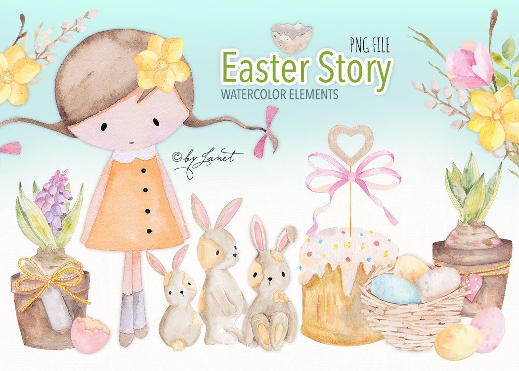 Easter Story Art Clipart Illustration Watercolor | Etsy