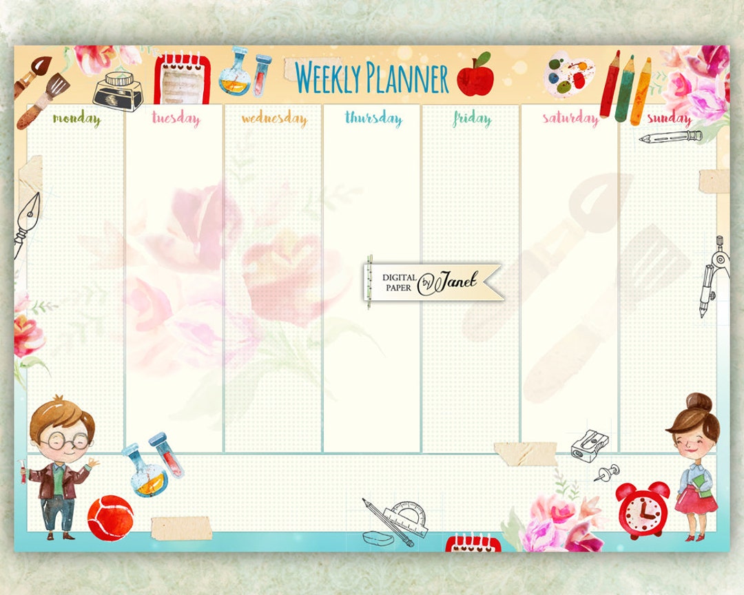 Printable Weekly Planner 03 Digital Paper Printable Download - Etsy