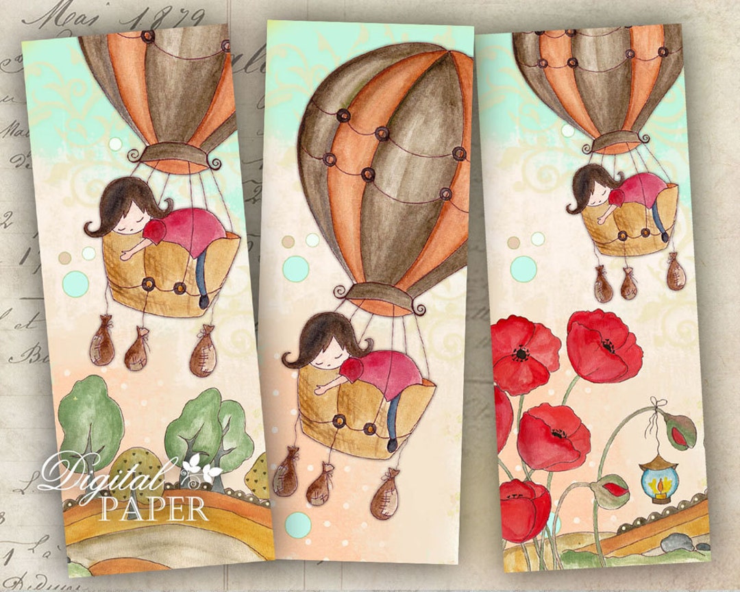 Hot Air Balloon Bookmarks: Travel Theme Printable Set (digital Download) - Etsy