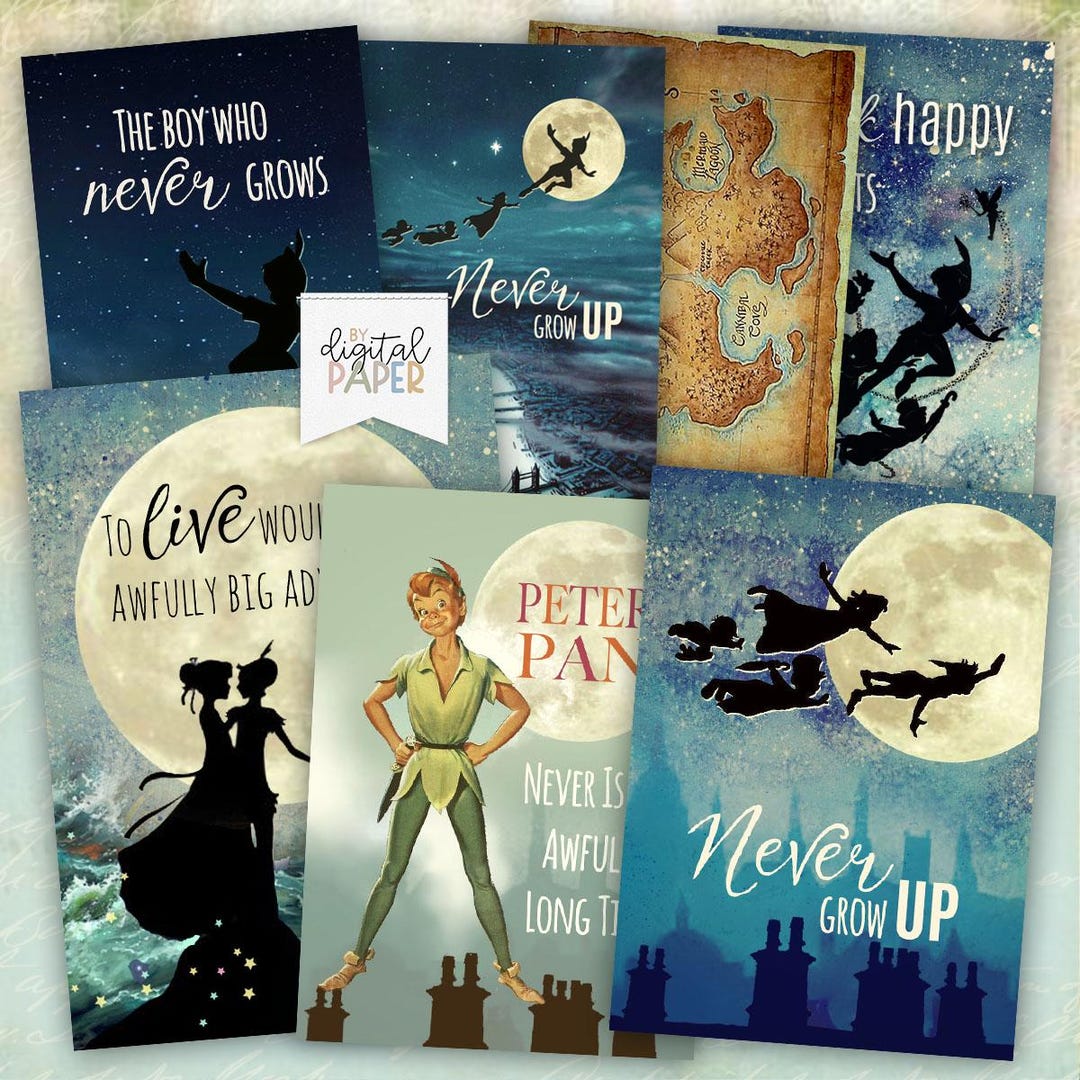 Vintage Peter Pan ATC Cards - Neverland Storybook Ephemera - Printable ...