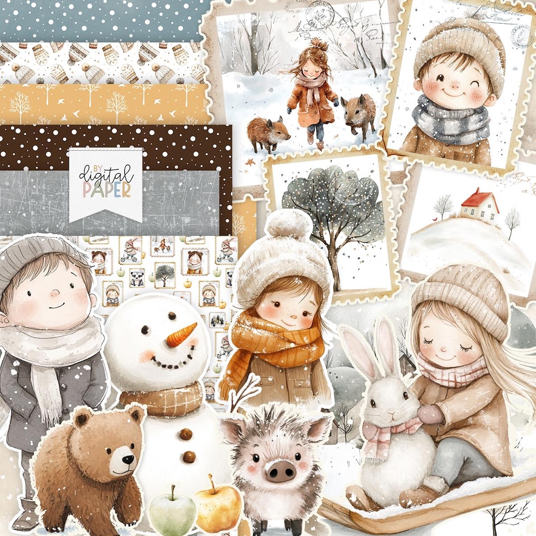 Winter Time, Cozy Winter, Snow, Printable Scrapbooking Kits, Vintage ...